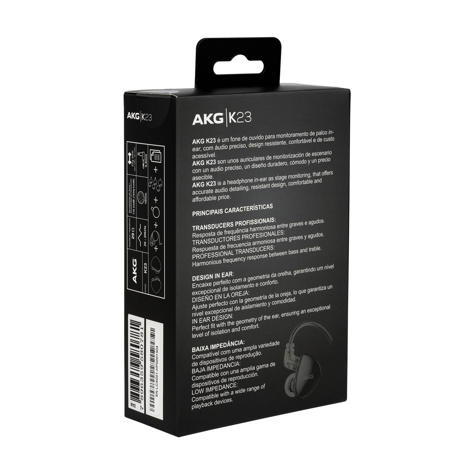 K23 | Fone professional de monitoração de palco in-ear AKG K23